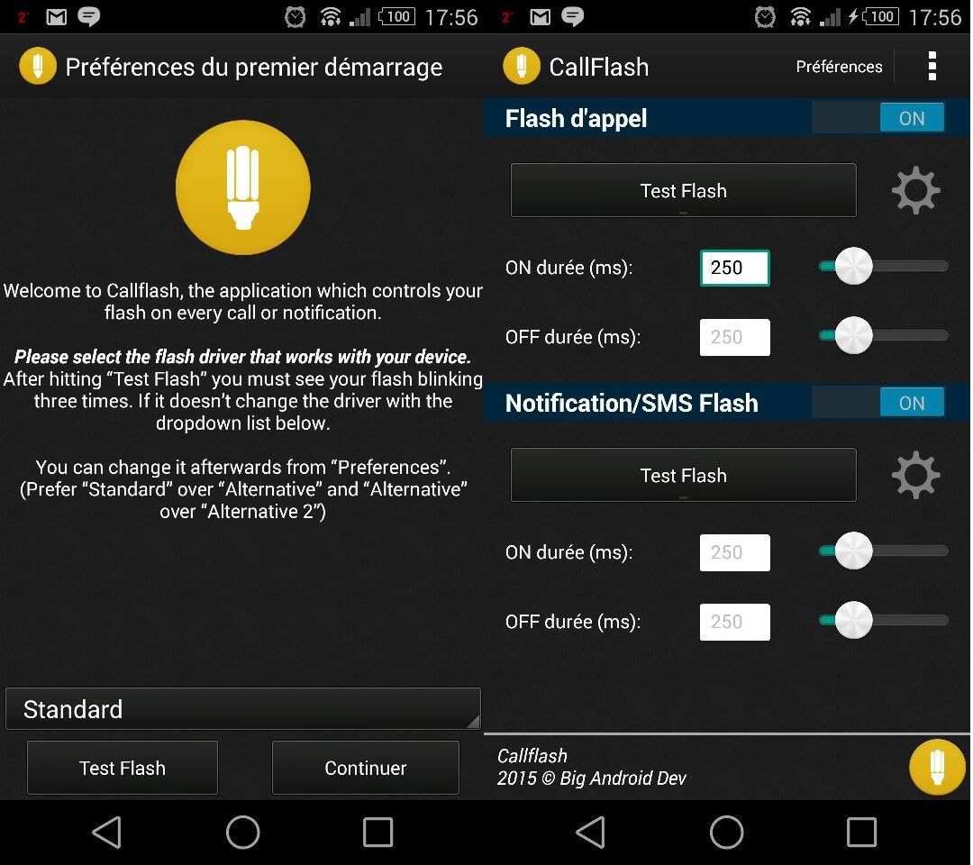 Call Flash : utiliser le flash de l'appareil photo pour les notifications