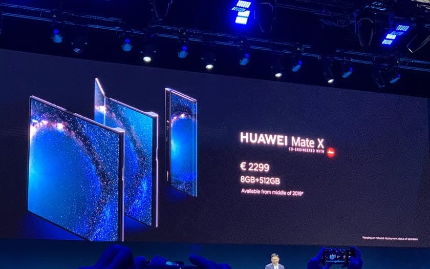 Huawei Mate X : disponible mi 2019 au prix de 2299 €, adieu Galaxy Fold