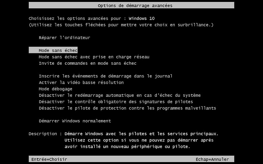 Windows 10 : comment accéder au mode sans échec