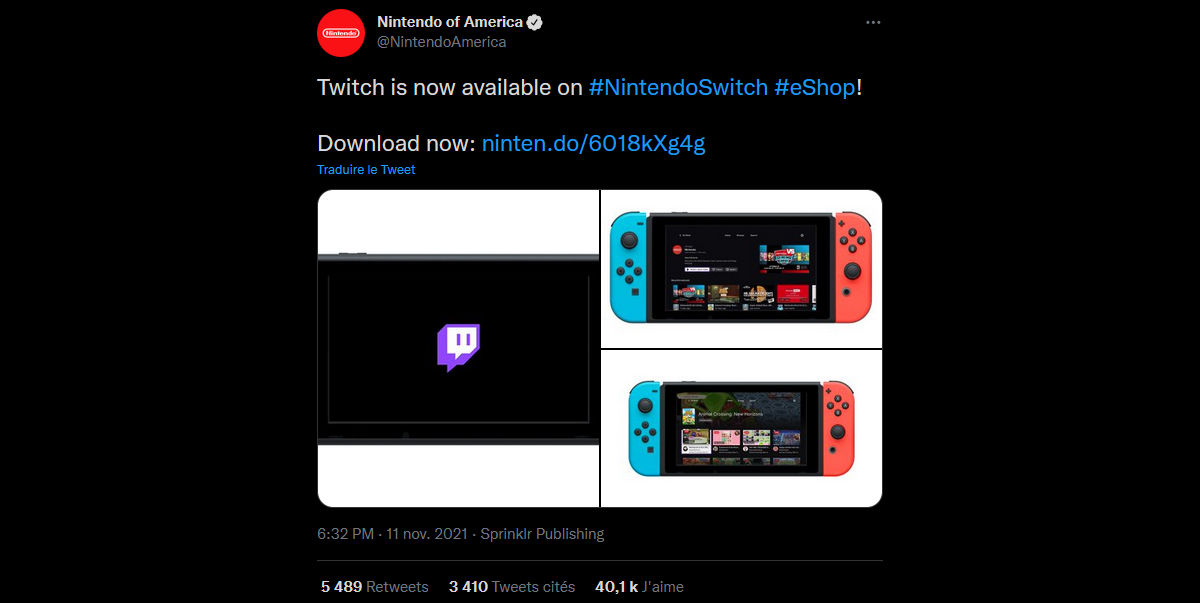 Twitch est enfin disponible sur toutes les Nintendo Switch
