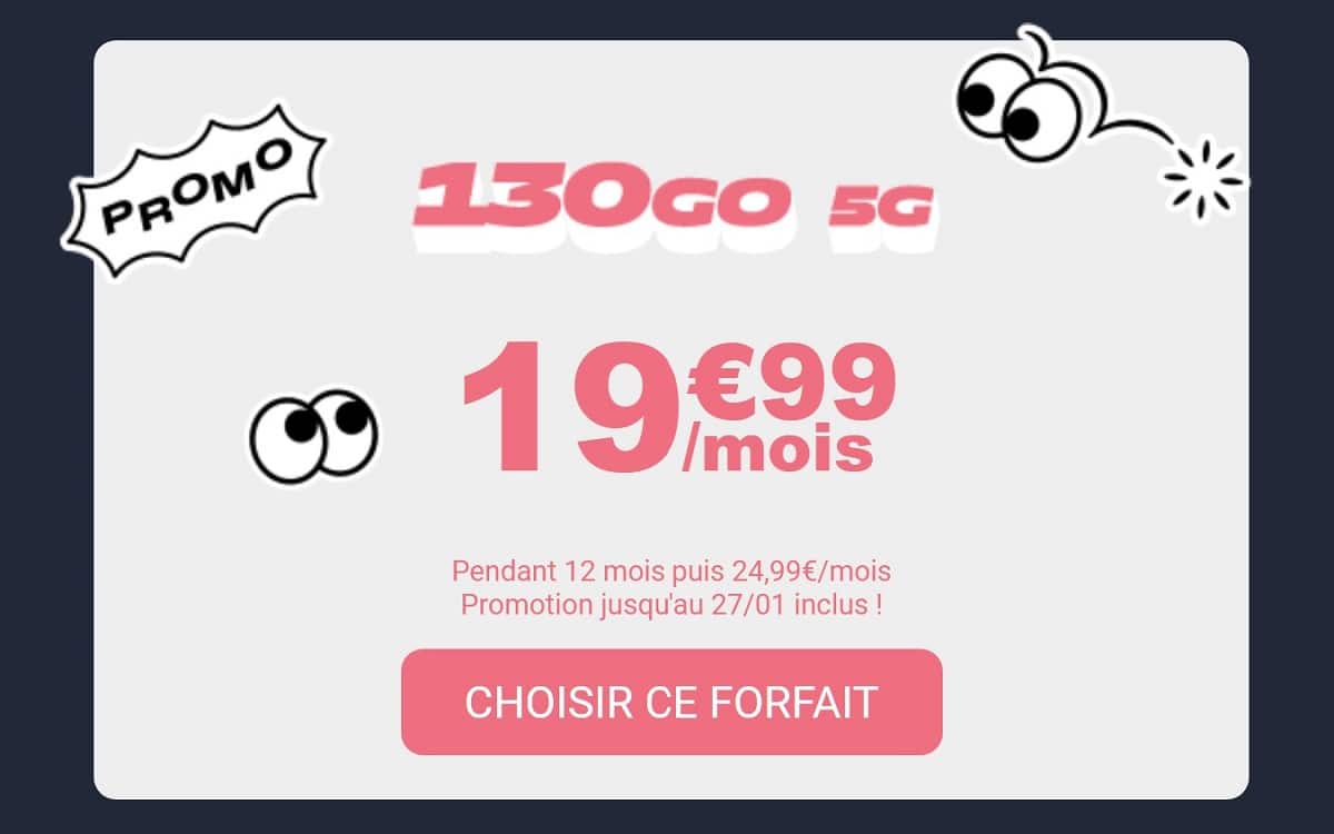 Ce forfait mobile 5G de 130 Go sur le réseau Bouygues Telecom est à 19,99