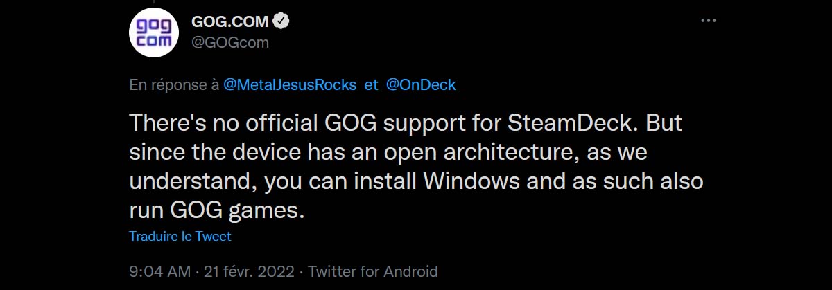 Steam Deck : le launcher GOG ne sera pas disponible sur la console ...