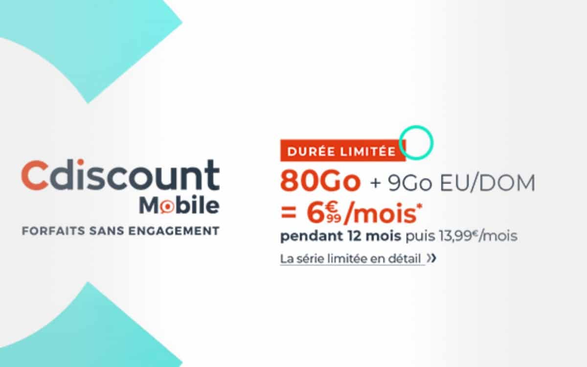 Forfait Mobile : 80 Go à 6,99 €, l'offre Cdiscount du printemps à ne pas rater
