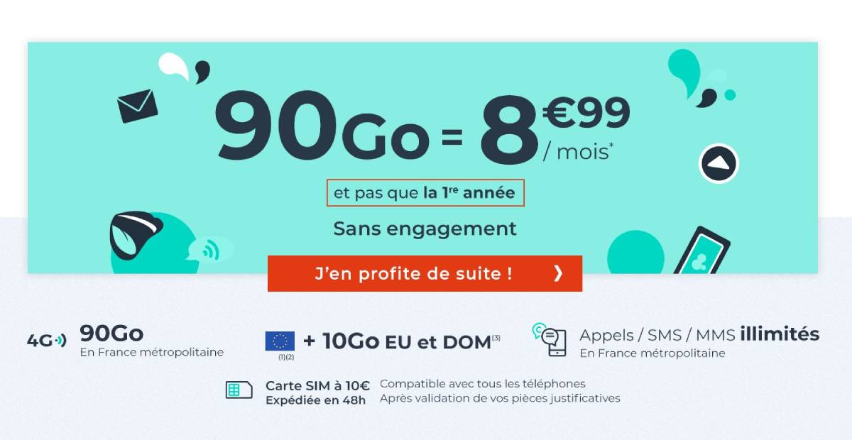 Forfait mobile 90 Go à 8,99 € : c’est l’offre Cdiscount Mobile, même après la 1ère année