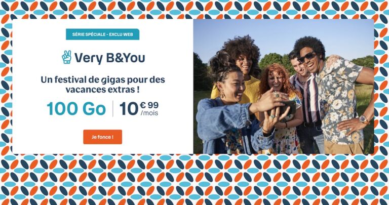 Very B&You : avant les vacances, profitez d’un forfait mobile 100 Go à moins de 11