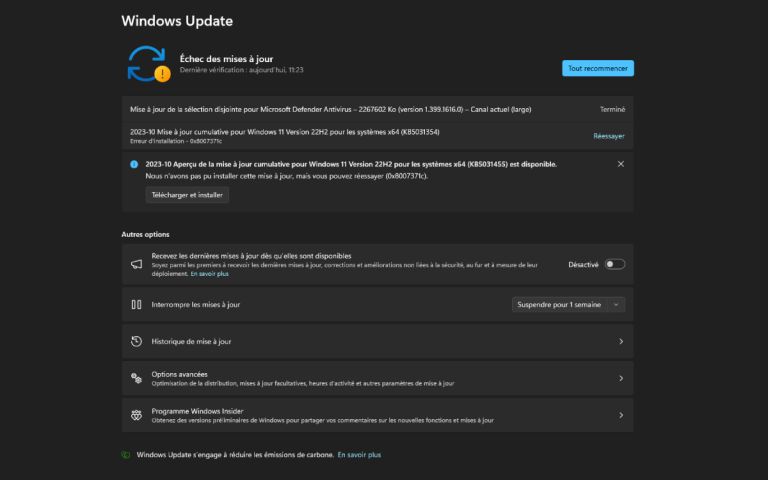 Windows 11 : la mise à jour KB5031455 refuse de s'installer chez ...